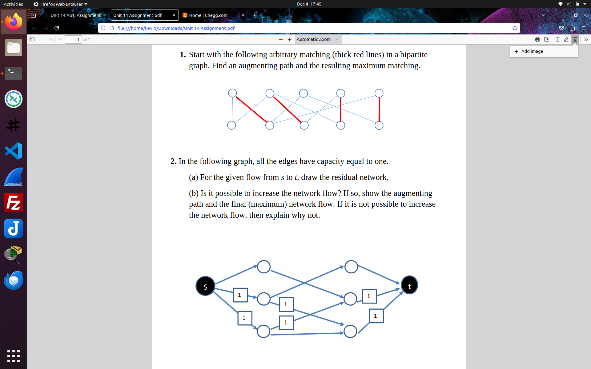 Solved 1. Start with the following arbitrary matching (thick | Chegg.com