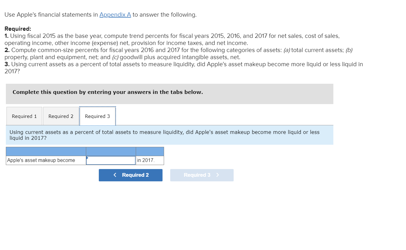 Solved Use Apple's financial statements in Appendix A to | Chegg.com