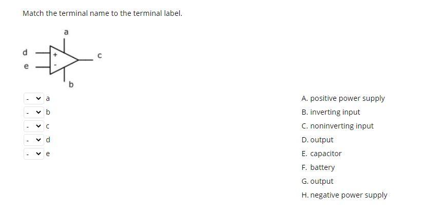 Solved Match the terminal name to the terminal label. :# e > | Chegg.com