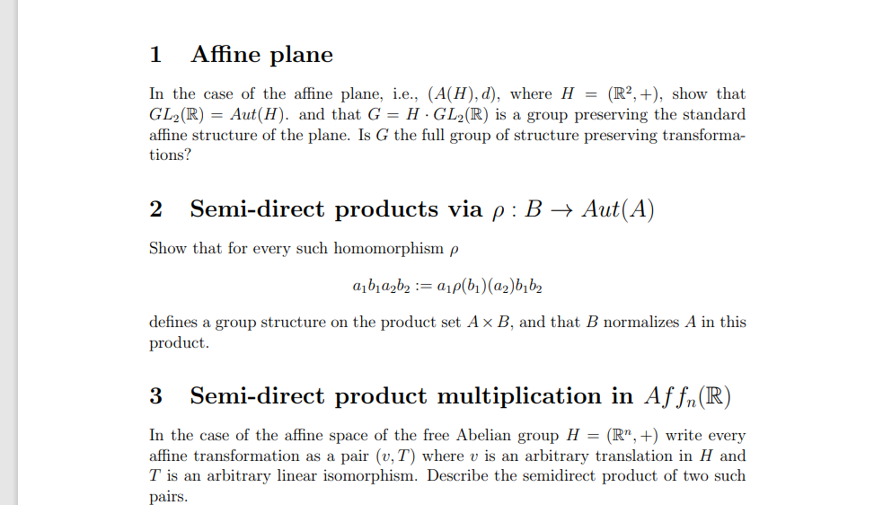 Solved 1 Affine plane In the case of the affine plane, i.e., | Chegg.com
