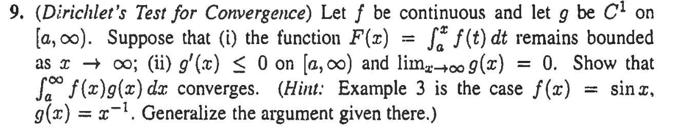 Solved 9. (Dirichlet's Test for Convergence) Let f be | Chegg.com