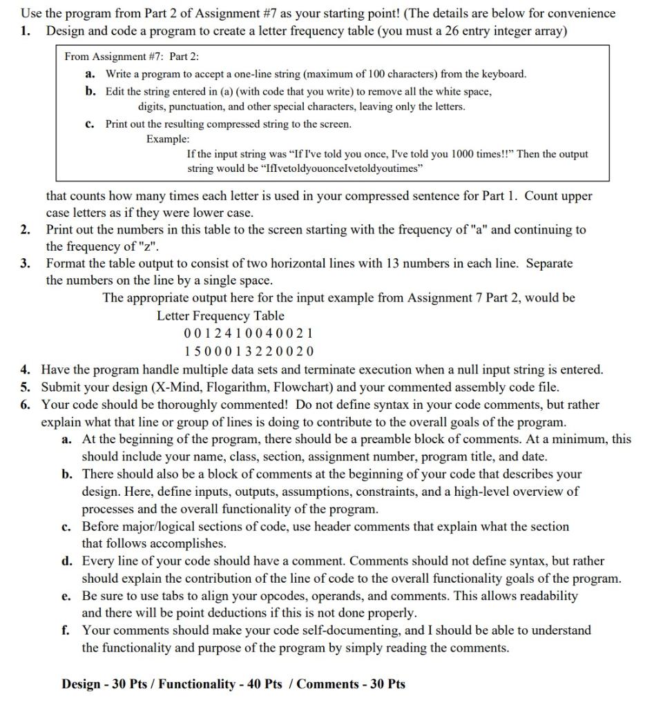 Solved Use the program from Part 2 of Assignment #7 as your | Chegg.com