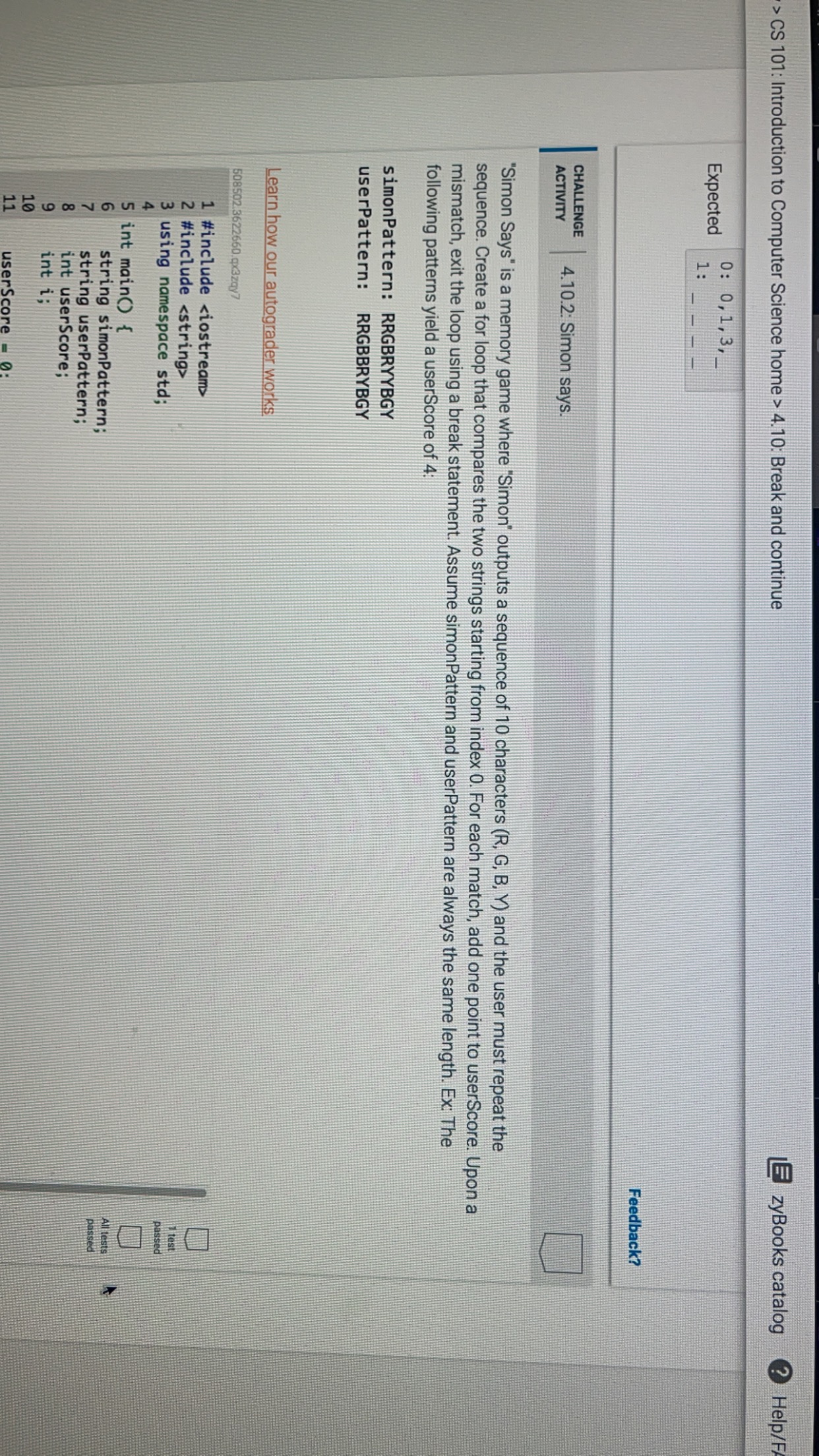 Solved 4.10.2: Simon says."Simon Says" is a memory game | Chegg.com