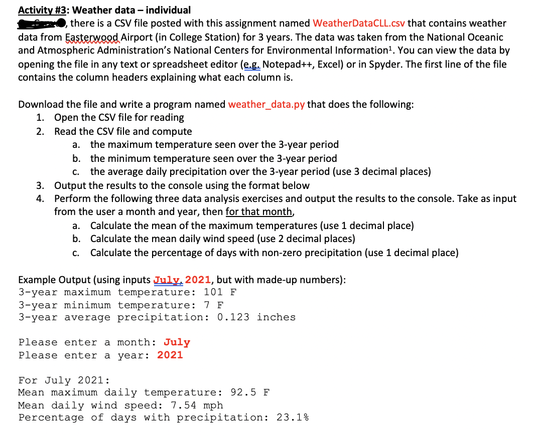 [Solved]: IN PYTHON CODE AND MUST FOLLOW PARAMETERS LISTED!!