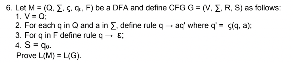 Solved 6. Let M=(Q,Σ,ζ,q0,F) be a DFA and define | Chegg.com
