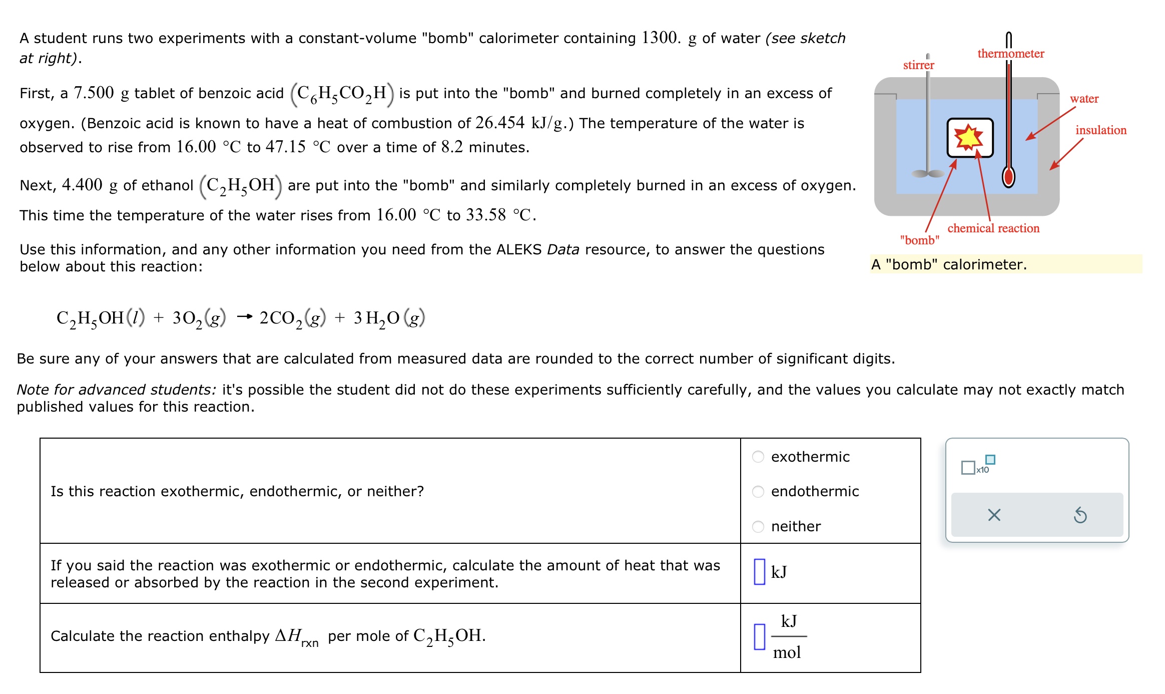 Solved A student runs two experiments with a constant-volume | Chegg.com