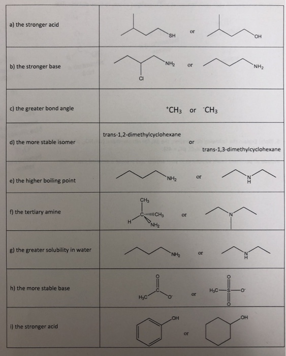Solved a) the stronger acid or SH NH2 or b) the stronger | Chegg.com