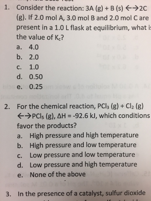 Solved Consider the reaction: 3A (g) + B (s) doubleheadarrow | Chegg.com