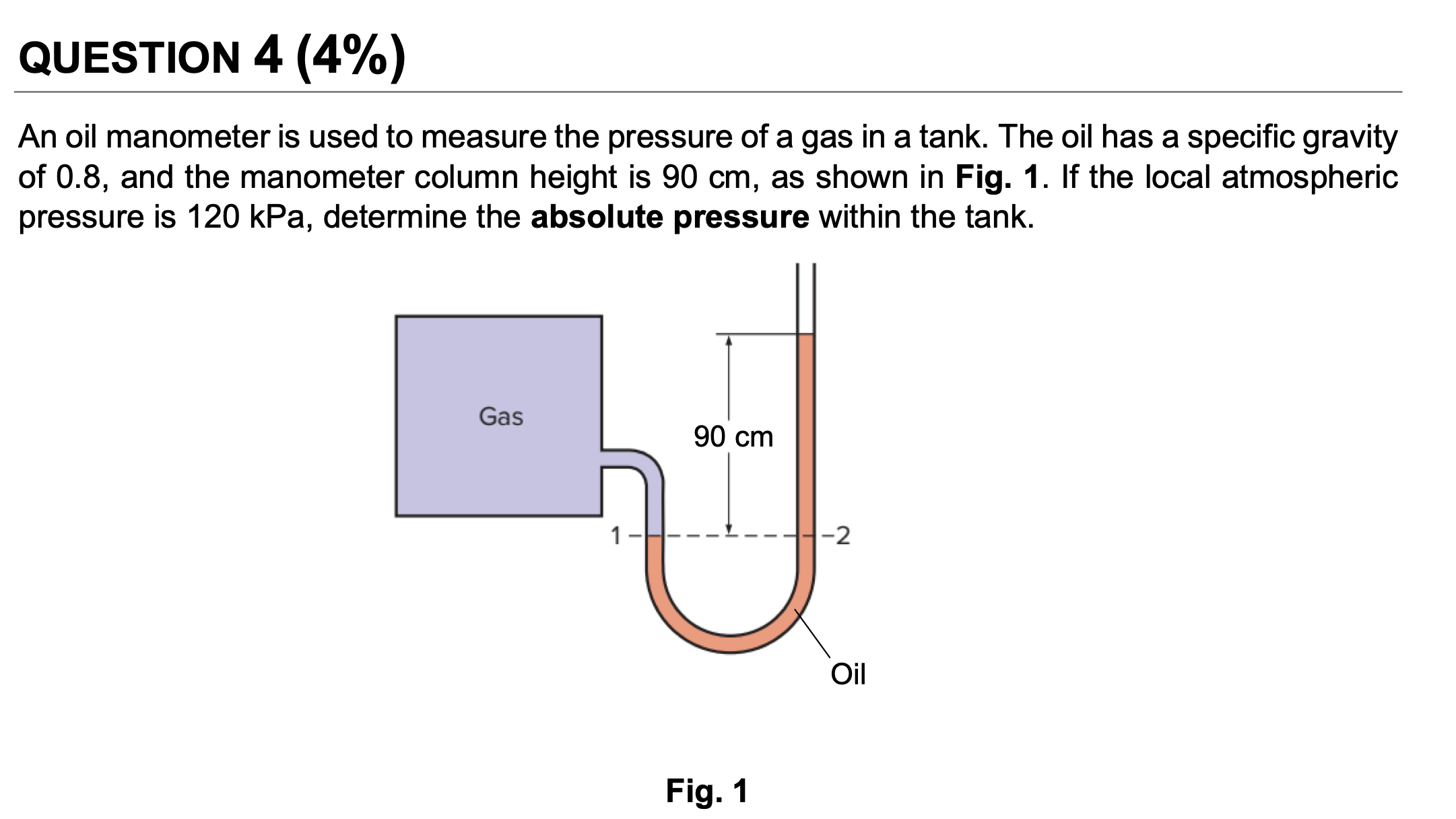 Solved An oil manometer is used to measure the pressure of a | Chegg.com