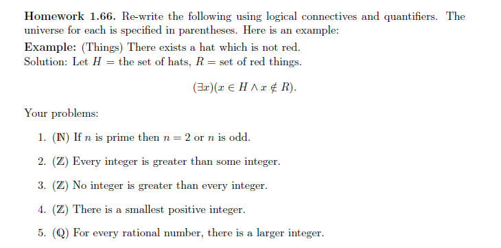 Solved Homework 1.66. Re-write the following using logical | Chegg.com