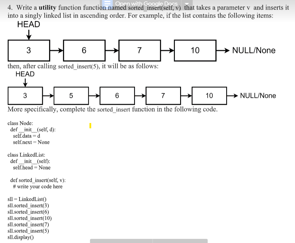 Solved 4. Write a utility function function named sorted | Chegg.com