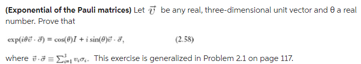 Solved Exponential Of The Pauli Matrices Let V Be Any