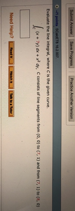 Solved Submit Answer Save Progress Practice Another Version | Chegg.com