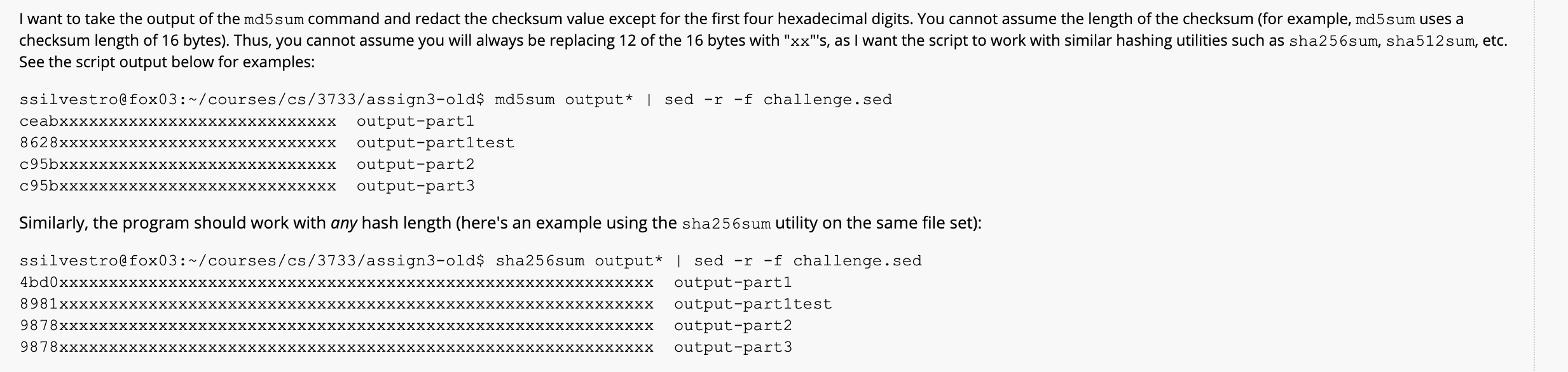 I Want To Take The Output Of The Md5 Sum Command And