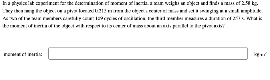 Solved In a physics lab experiment for the determination of | Chegg.com