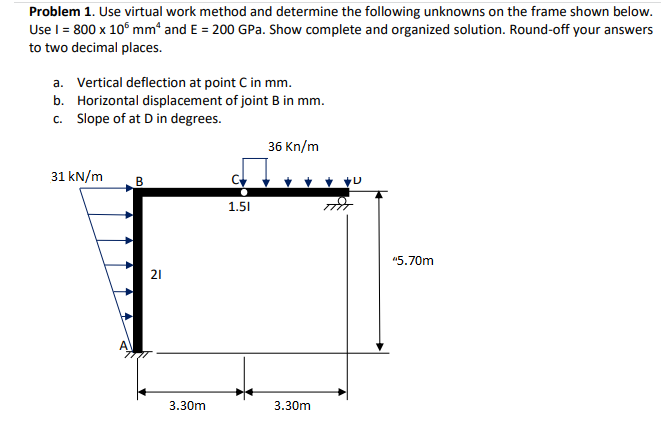 Solved Problem 1. Use virtual work method and determine the | Chegg.com