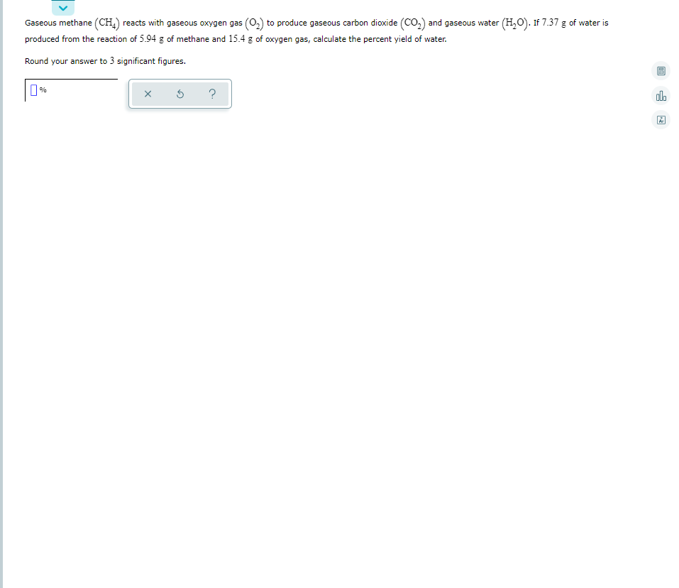 Solved Gaseous methane (CH4) reacts with gaseous oxygen gas | Chegg.com