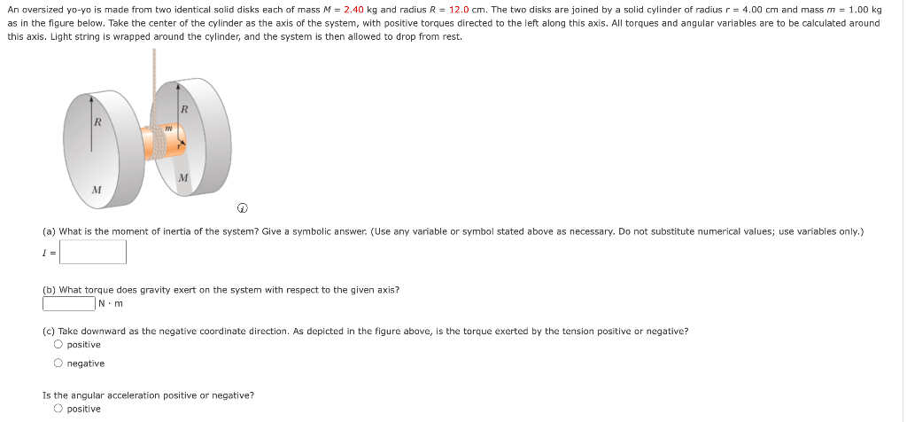 Solved oversized yo-yo is made from two identical solid | Chegg.com