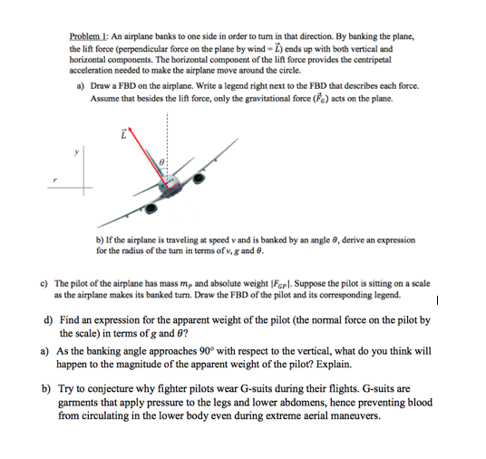 Solved Problem 1: An airplane banks to one side in order to | Chegg.com