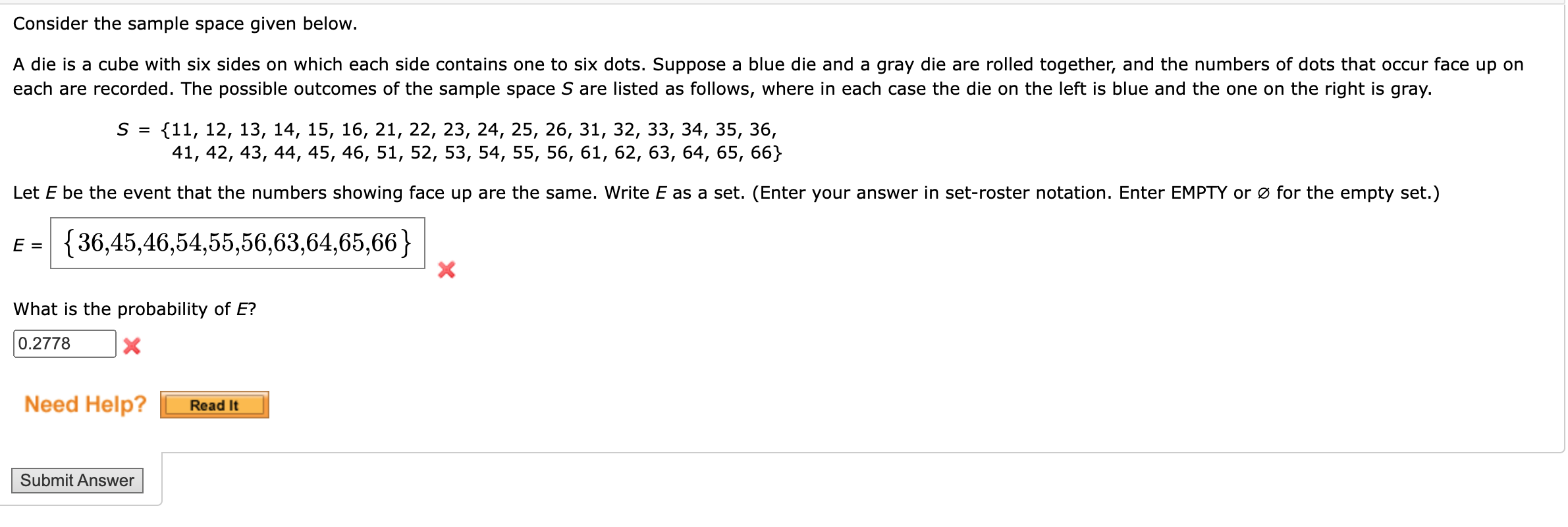 Solved Consider the sample space given below.A die is a cube | Chegg.com