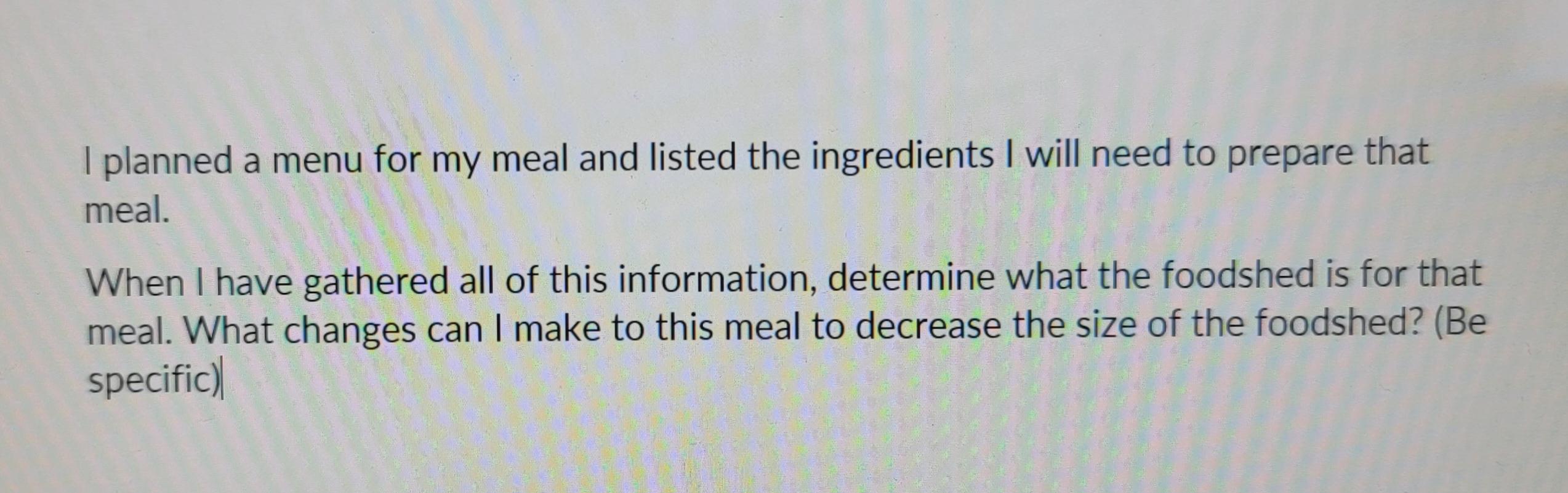 Solved I planned a menu for my meal and listed the | Chegg.com