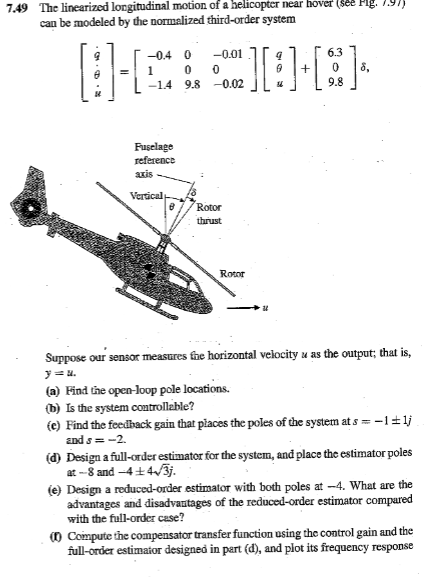 7.49 The linearized longitudinal motion of a | Chegg.com