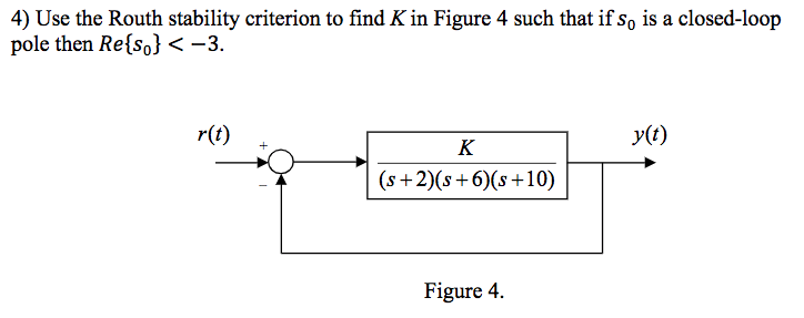 Solved 4) Use the Routh stability criterion to find K in | Chegg.com