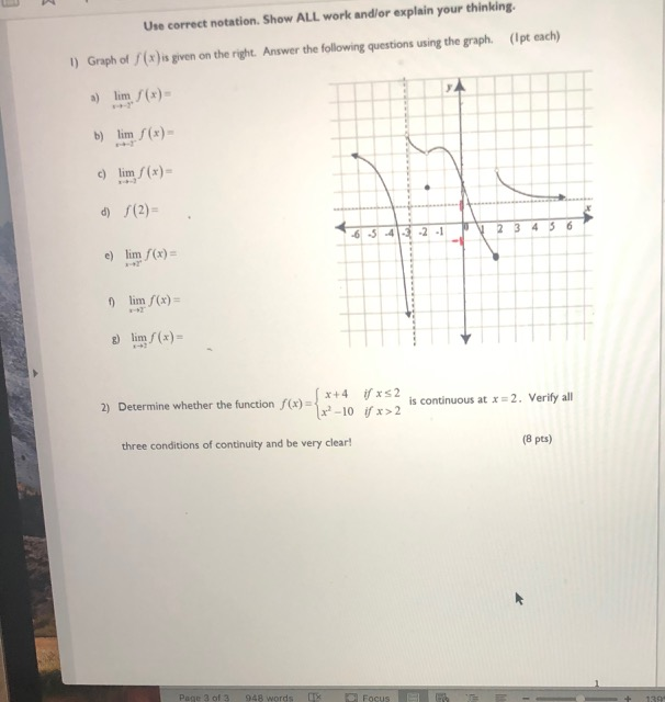 Solved Use correct notation. Show ALL work and/or explain | Chegg.com