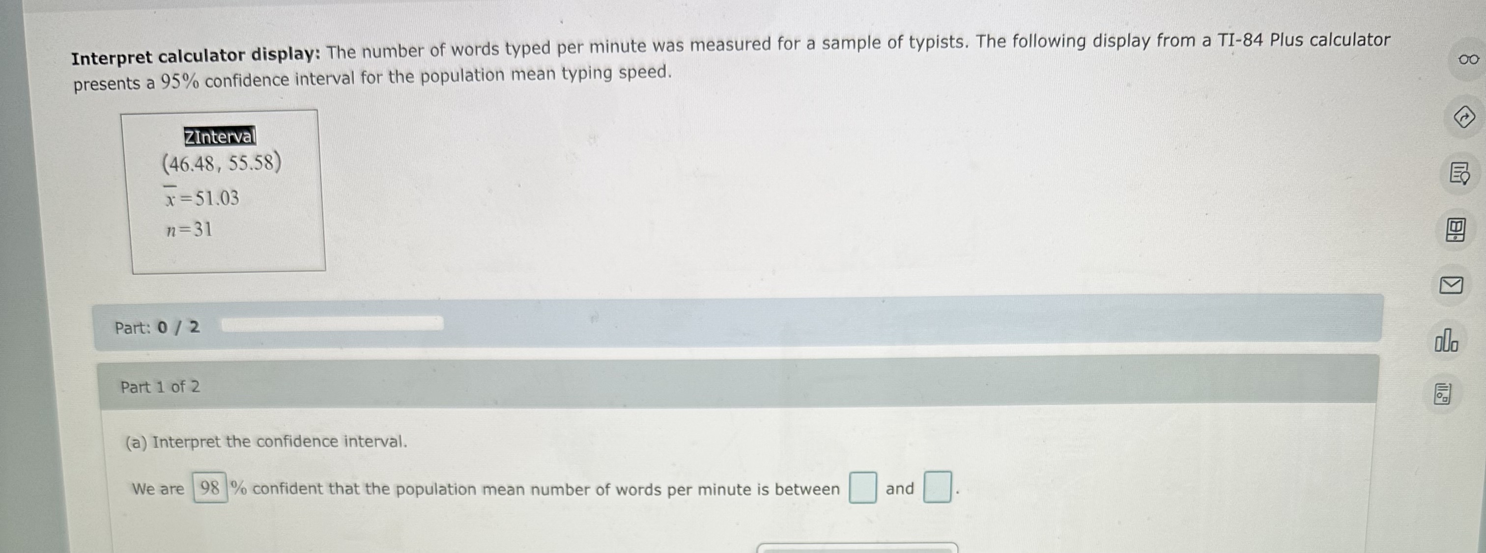 Solved Interpret calculator display: The number of words | Chegg.com