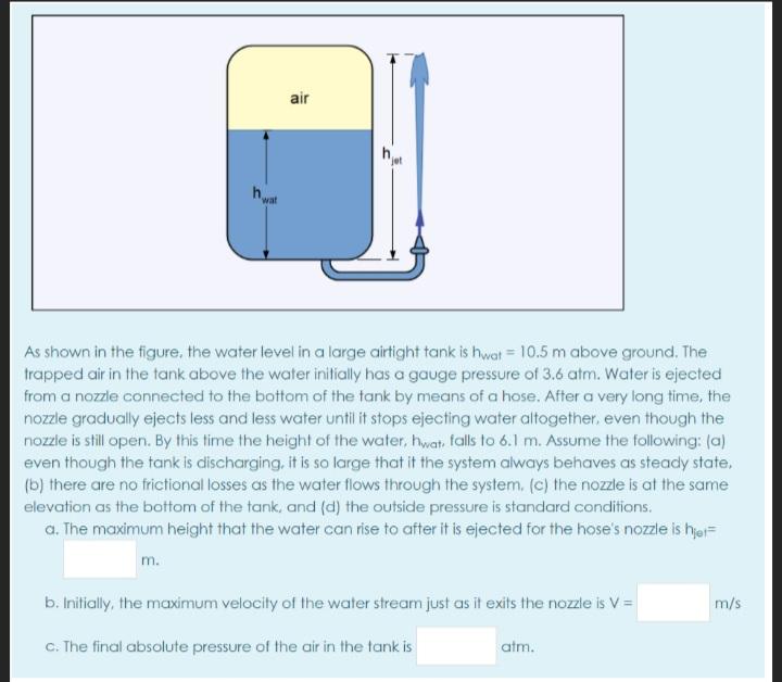 Solved As shown in the figure, the water level in a large | Chegg.com