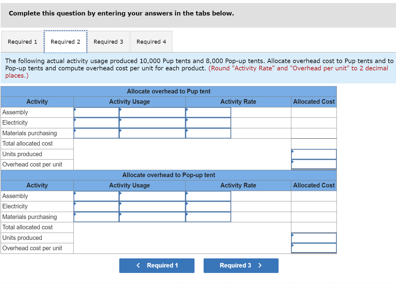Solved Required: 1. Compute an activity rate for each | Chegg.com