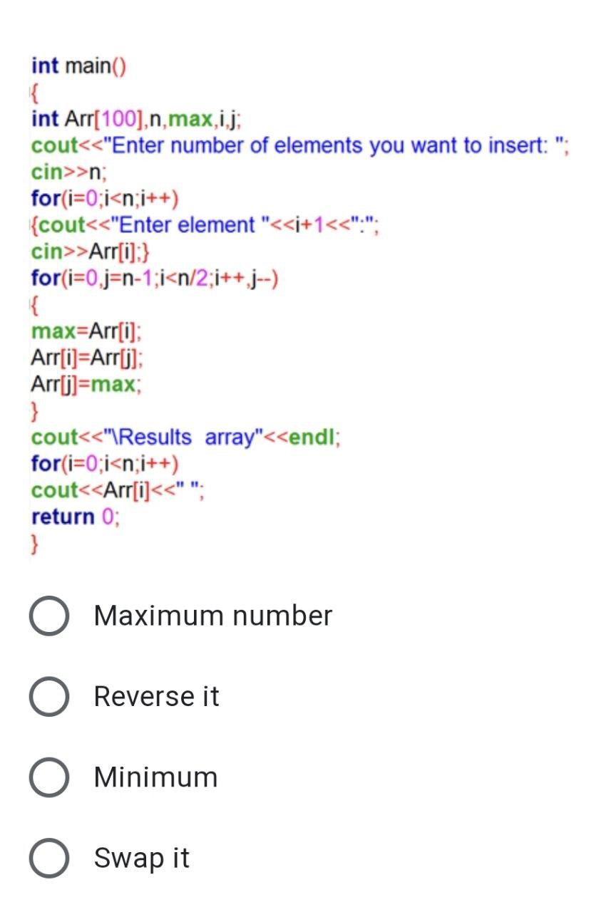 Solved int main() { int Arr[100], n, max,i,j; cout
