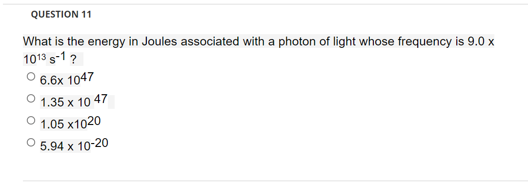 Solved What is the energy in Joules associated with a photon | Chegg.com