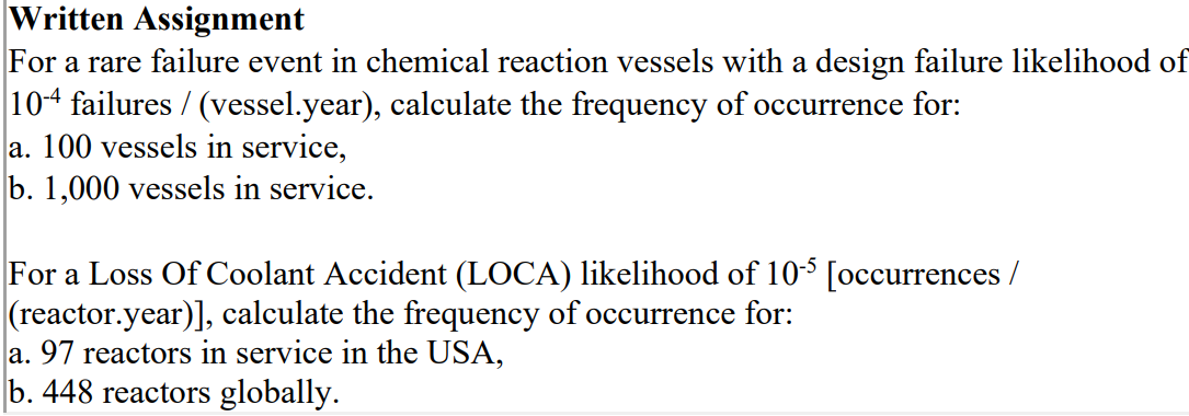 Solved Written Assignment For a rare failure event in | Chegg.com