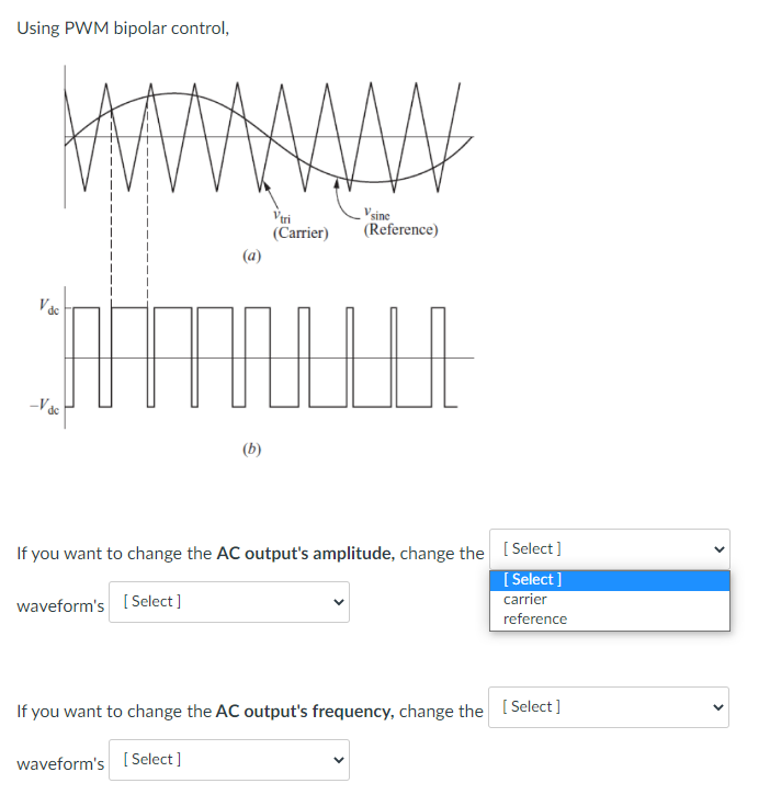 Solved Using PWM bipolar control, (a) If you want to change | Chegg.com