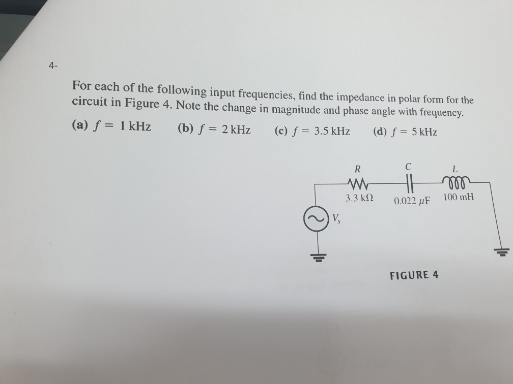 Solved 4- For each of the following input frequencies, find | Chegg.com