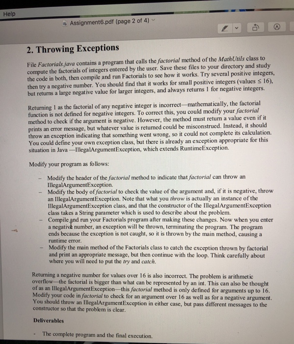 Solved Help Assignment6pdf Page 2 Of 4 2throwing 