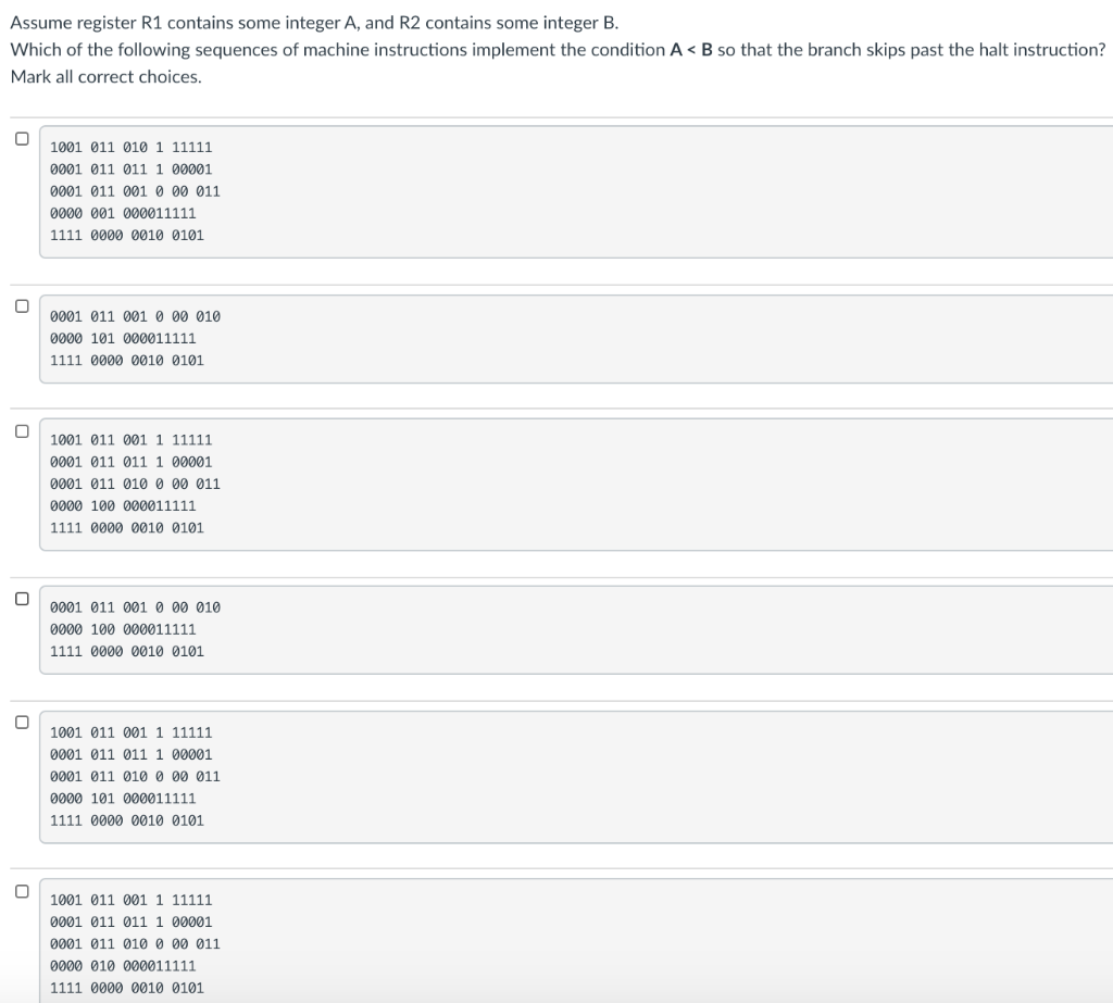 Assume register R1 contains some integer A, and R2 | Chegg.com