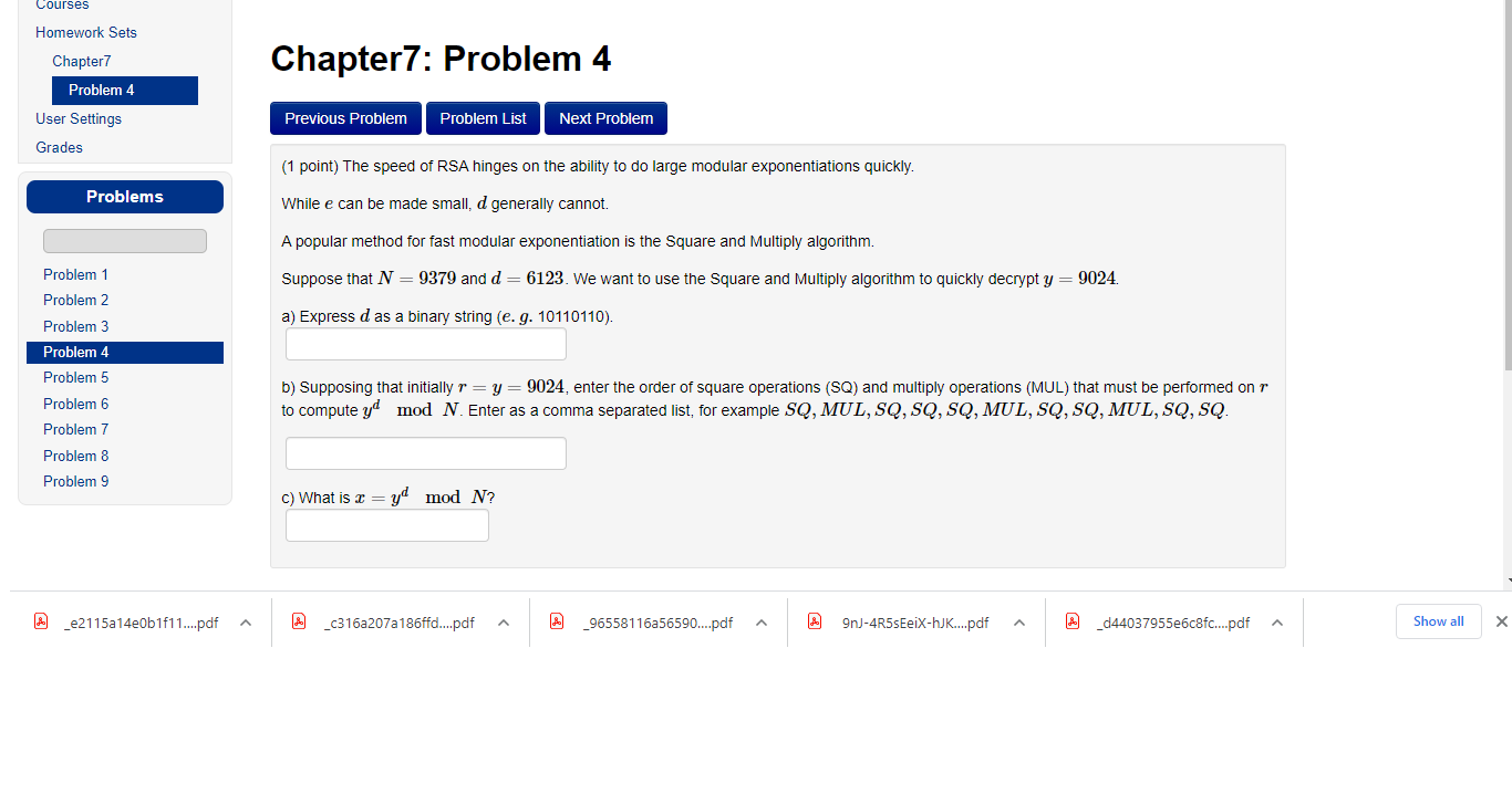 Solved Courses Homework Sets Chapter7 Problem 4 Chapter7: | Chegg.com