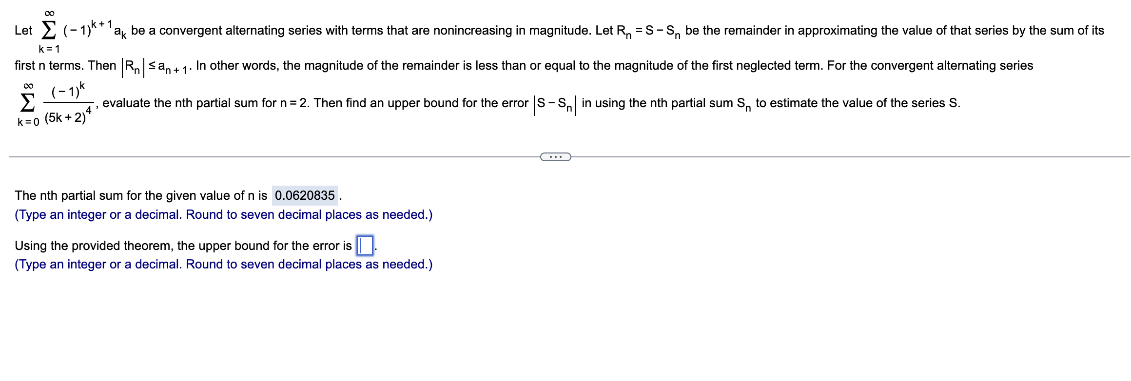 Solved The Nth Partial Sum For The Given Value Of N Is 6124