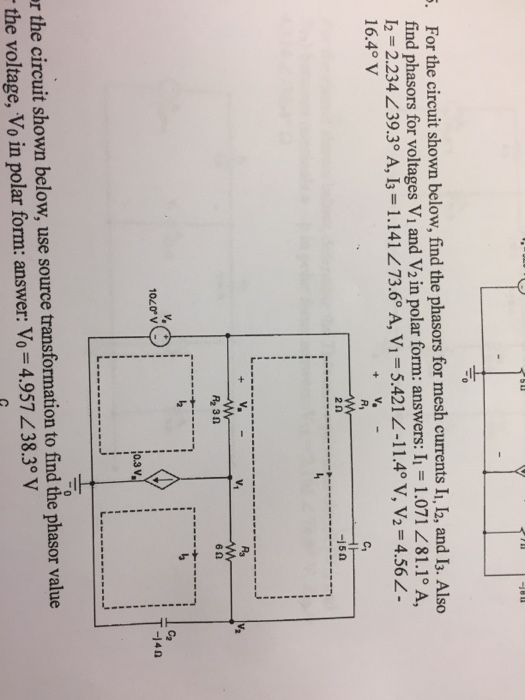 Solved For the circuit shown below, find the phasors for | Chegg.com