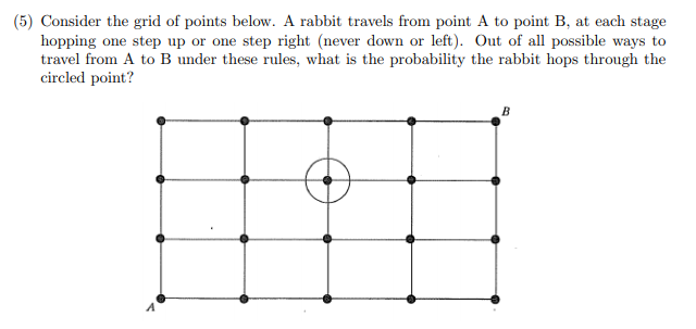 Solved (5) Consider the grid of points below. A rabbit | Chegg.com