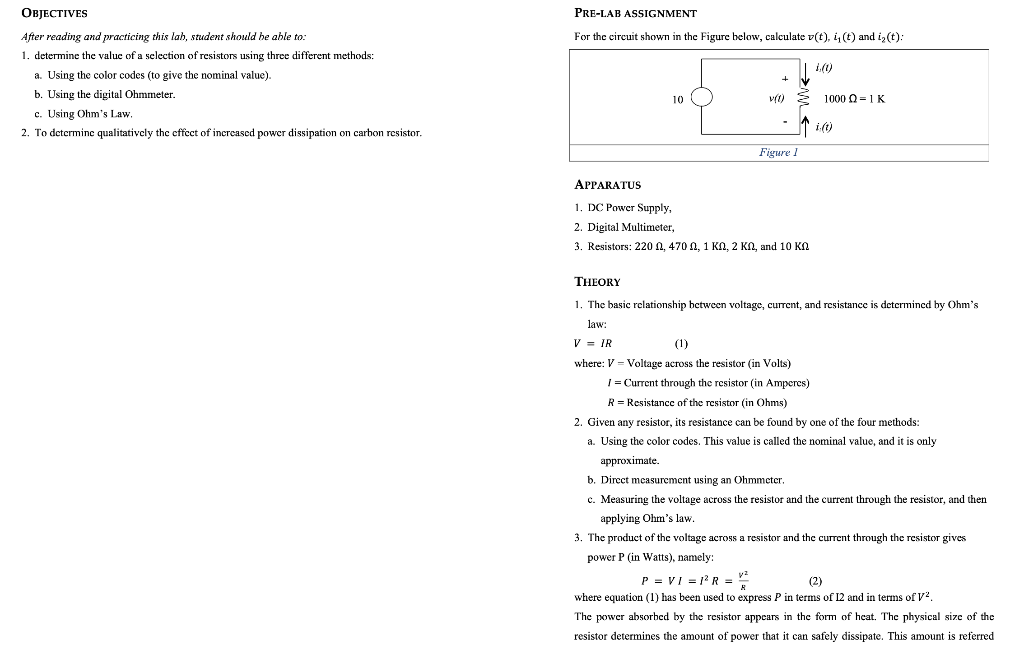 Solved ОвJECTIVES PRE-LAB ASSIGNMENT After reading and | Chegg.com