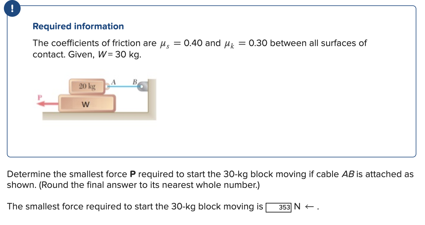 Solved Required information The coefficients of friction are | Chegg.com