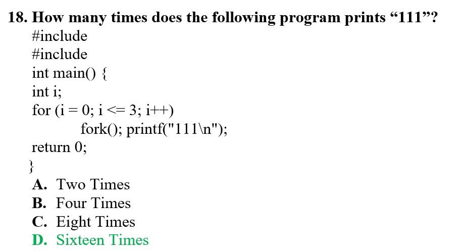 Solved 8. How many times does the following program prints " | Chegg.com