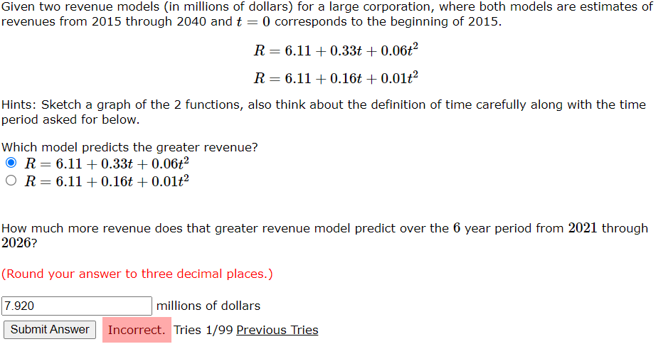 Solved I tried 6.42 Million, which was incorrect when | Chegg.com