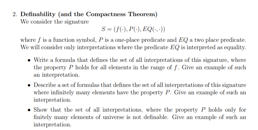 Solved Definability (and the Compactness Theorem) We | Chegg.com
