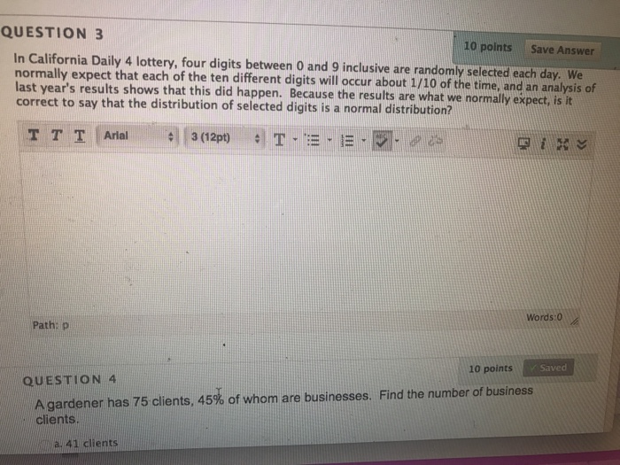 Solved In California Daily 4 lottery, four digits between 0 | Chegg.com