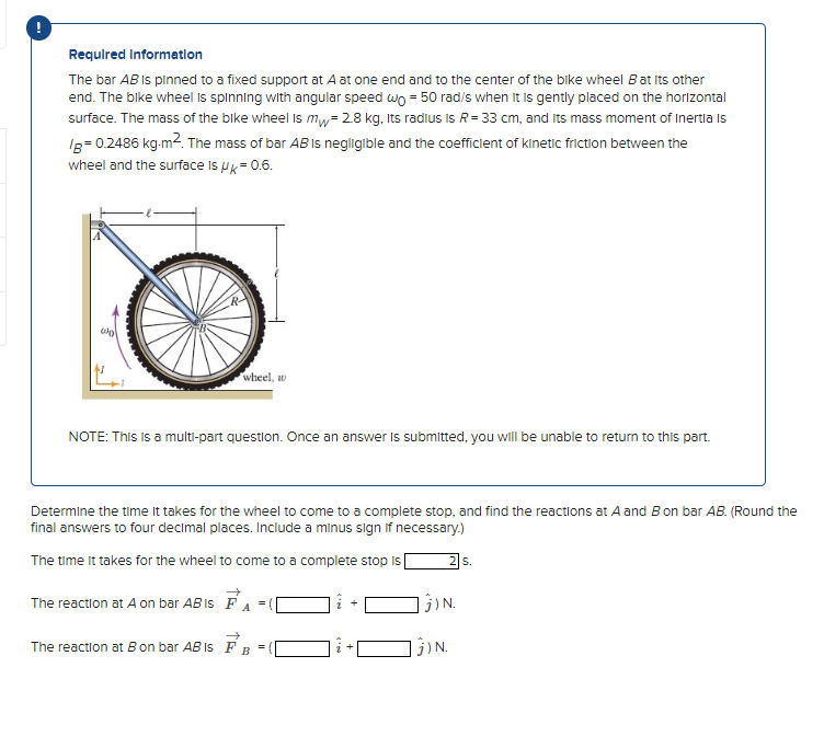 Solved Required Information The bar \\( A B \\) is pinned to | Chegg.com