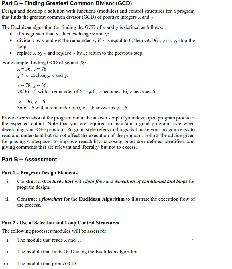 Solved Part B Finding Greatest Common Divisor Gcd Design